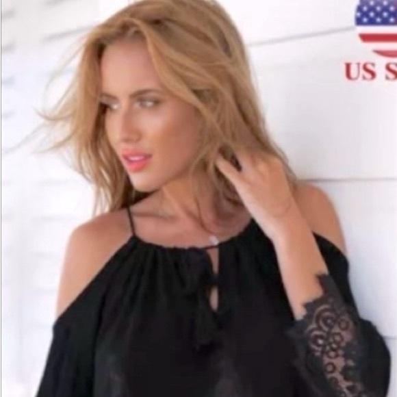 Tops | Blacksexy Sheer Jr Chiffon Cropped Open Shoulder Top Cover Up ...